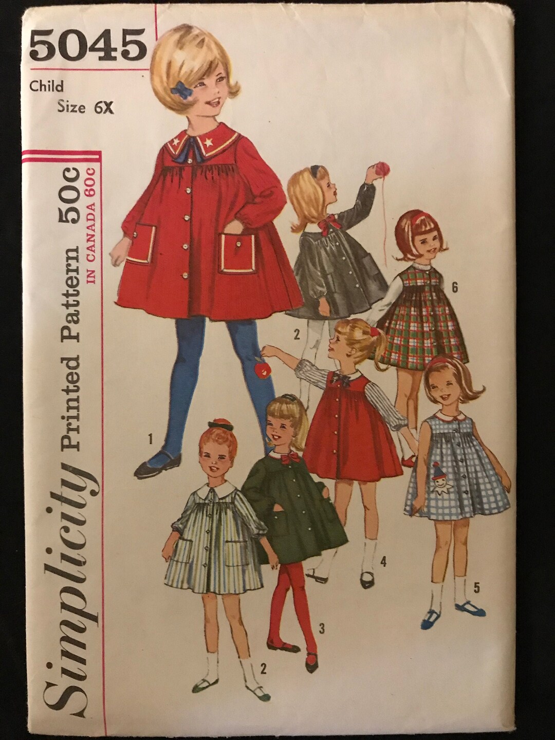 Simplicity 5045 Pattern UNCUT 1960s Girl's Seven Way Smock Detachable ...