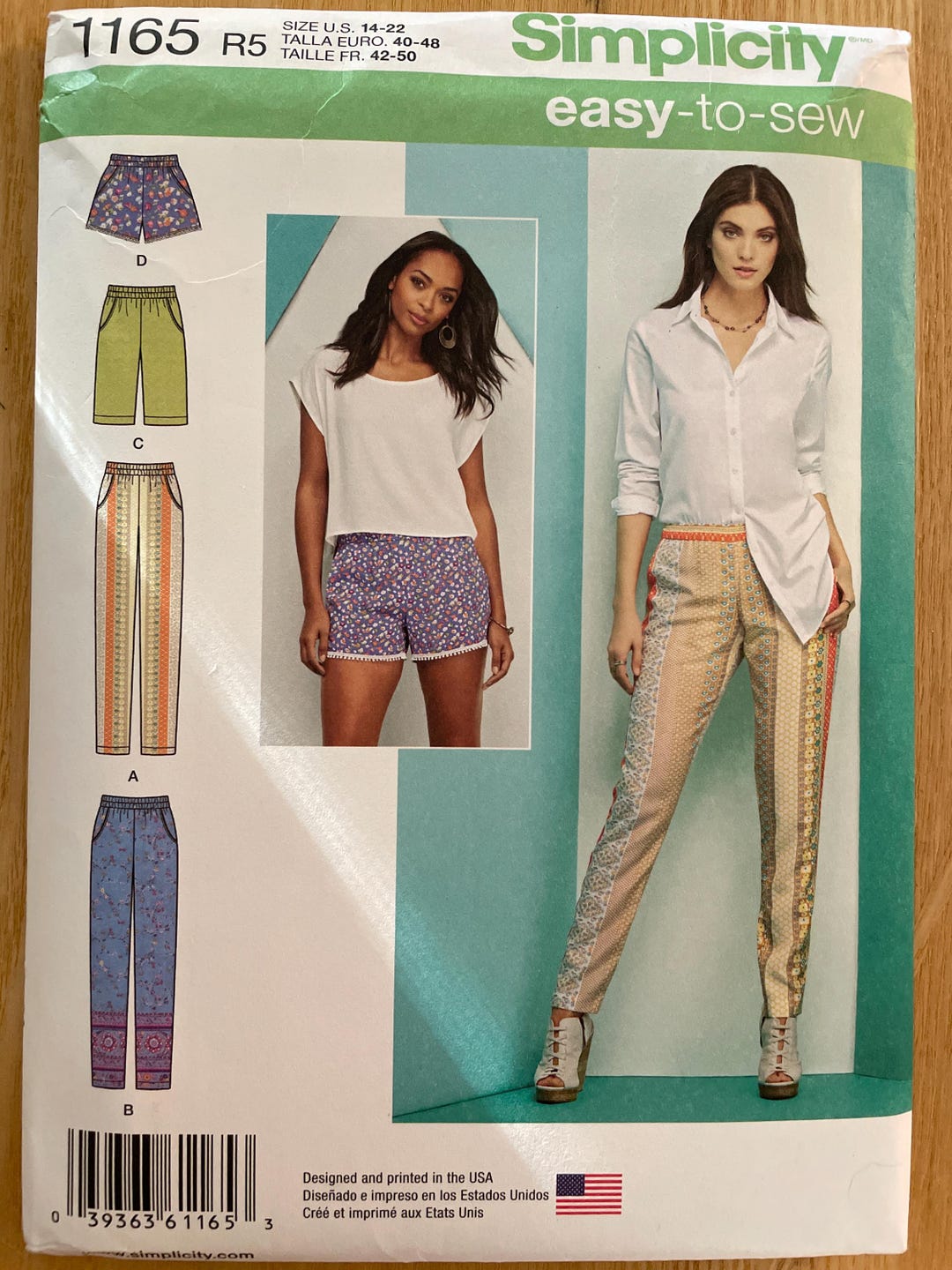 Simplicity 1165 Pattern UNCUT Easy Pull on Bottoms Pockets Slim Fit ...