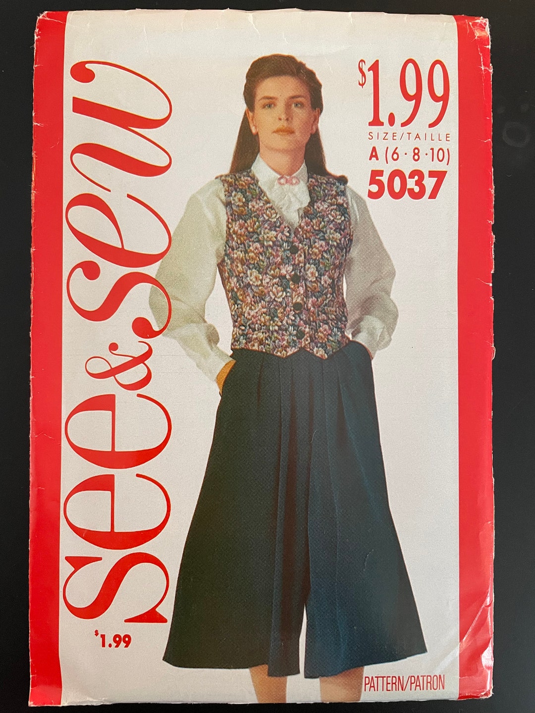 See & Sew 5037 Pattern UNCUT 1990s Vintage Easy Button Front Weskit ...