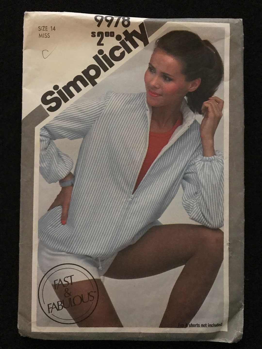 Simplicity 9978 Pattern 1980s Fast Fabulous Zipper Front Windbreaker ...