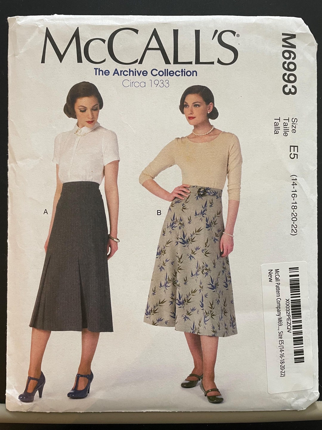Mccalls M6993 6993 Pattern UNCUT Archive Collection 1933 1930s Retro ...