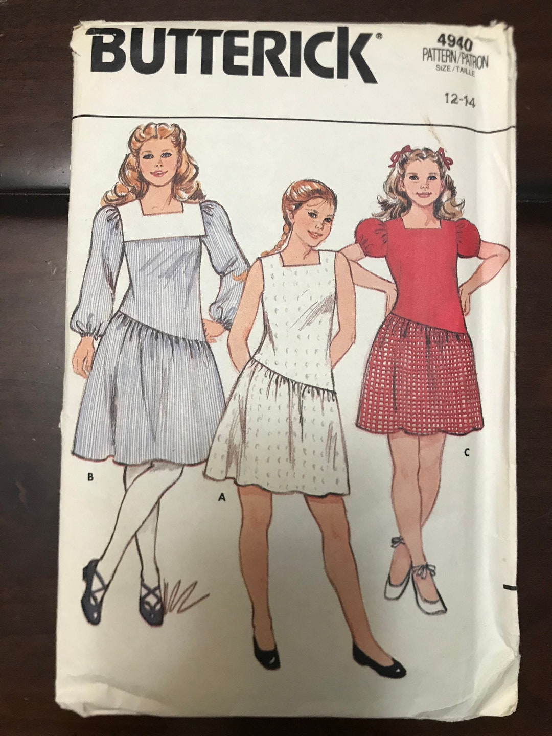Butterick 4940 Pattern UNCUT 1980s Vintage Girl's Square Neck ...