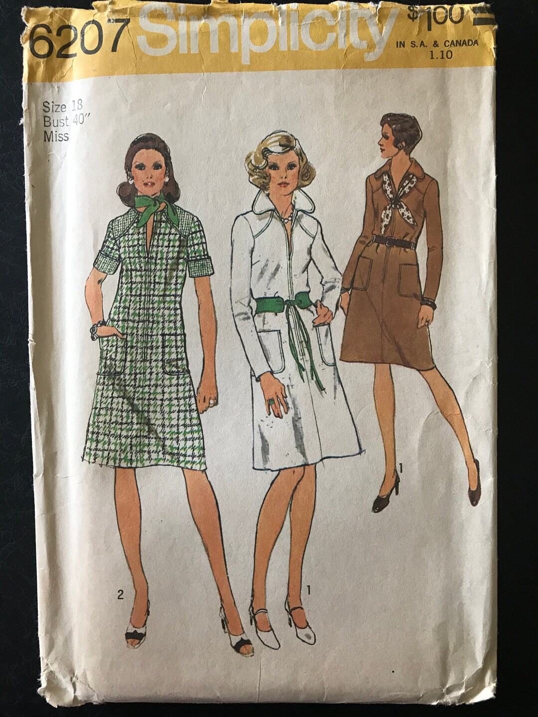 Simplicity 6207 Pattern Zipper Front Dress A Line Shoulder Yokes Jewel ...