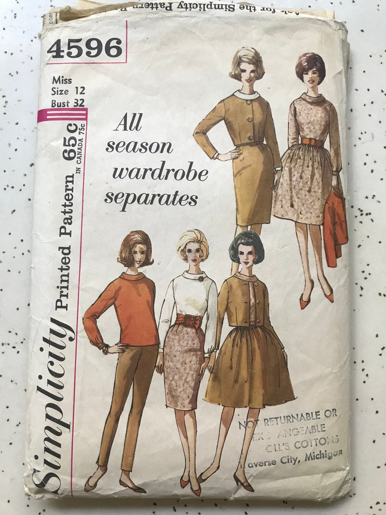 Simplicity 4596 Pattern CUT MISSING Collar 1960s All Season - Etsy