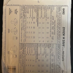 Mccalls 6492 Pattern 1990s Vintage Easy Stitch Save Unisex Button Front ...