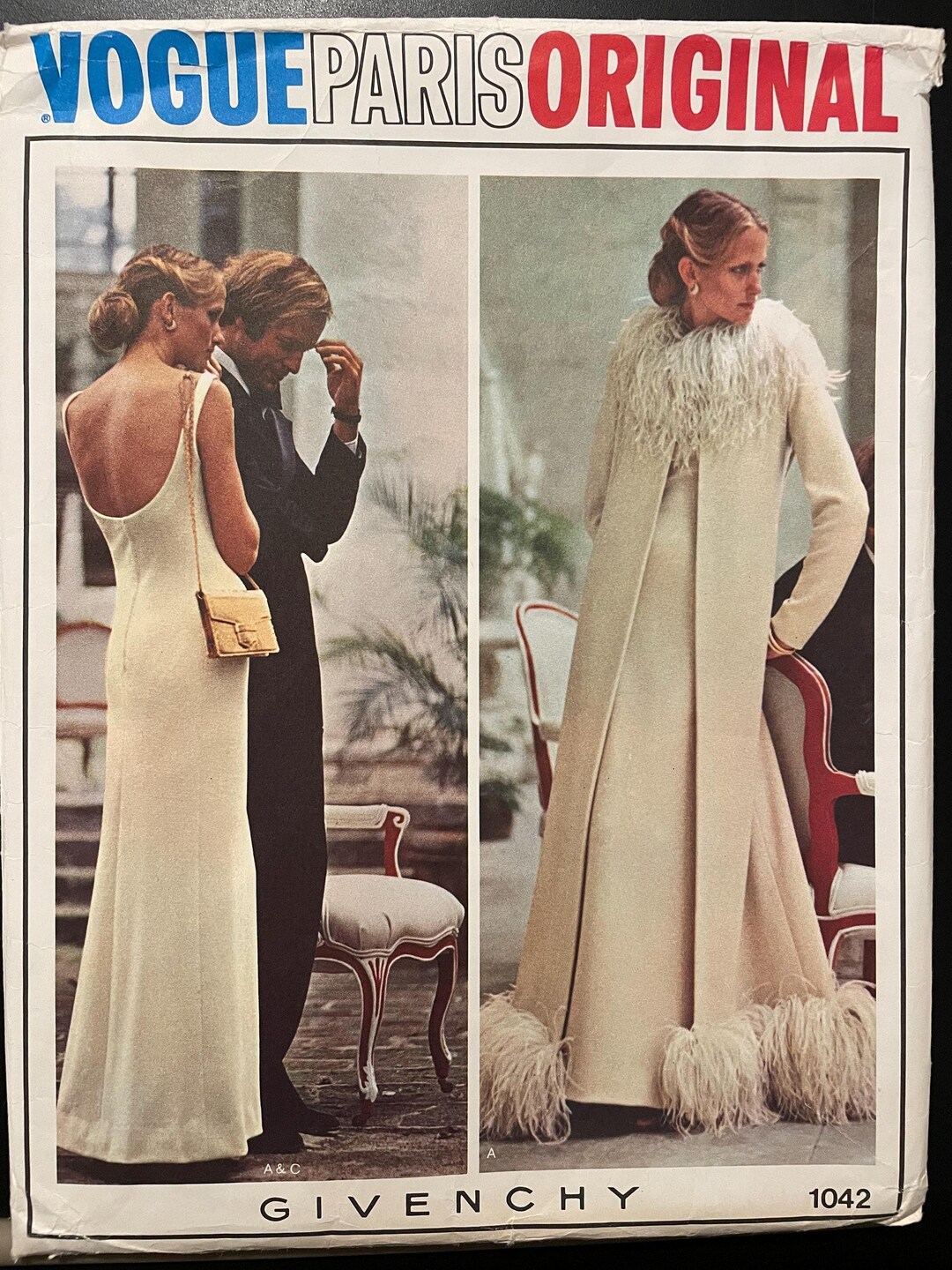 Vogue 1042 Pattern UNCUT 1970s Vintage Givenchy Sleeveless Evening Gown ...