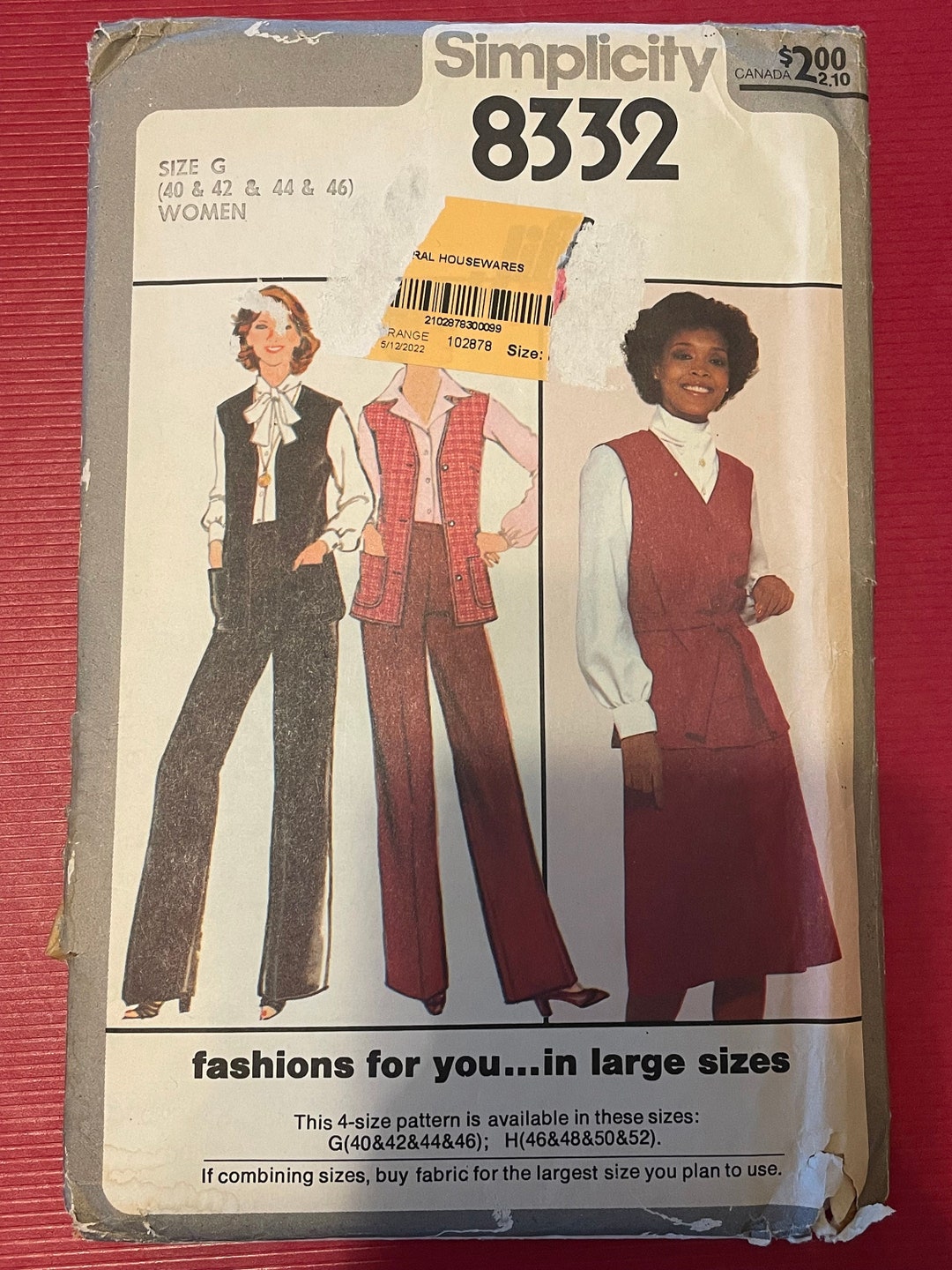 Simplicity 8332 Pattern UNCUT 1970s Vintage Button Front Below Hip ...