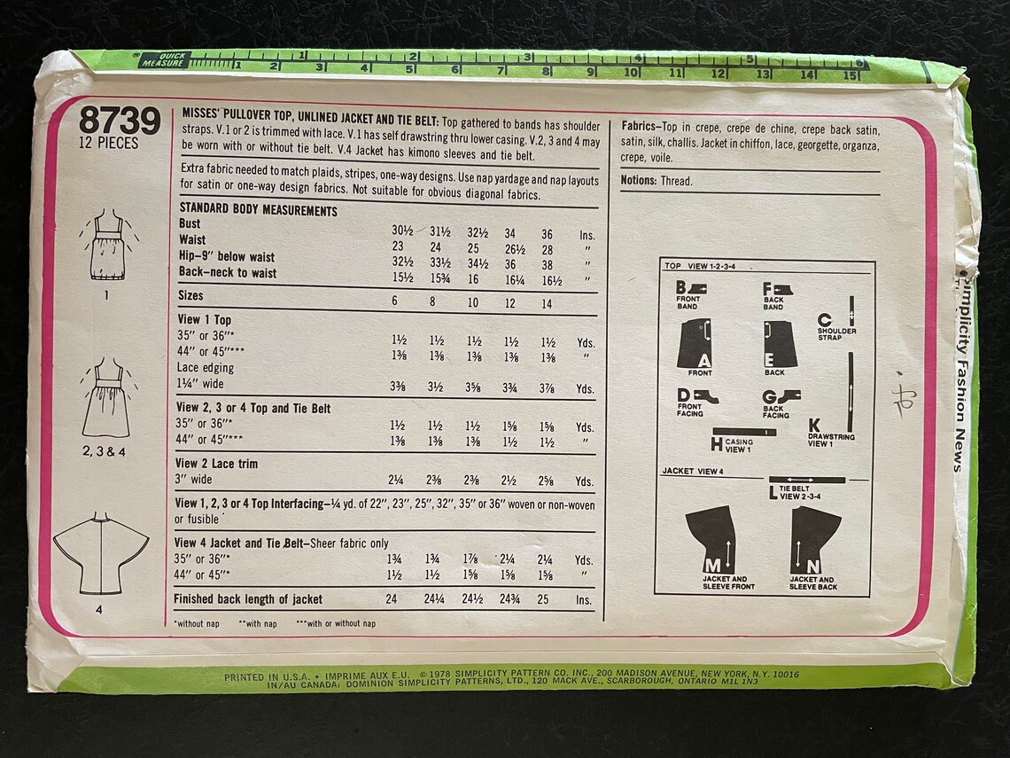 Simplicity 8739 Pattern UNCUT 1970s Pullover Square Neck | Etsy