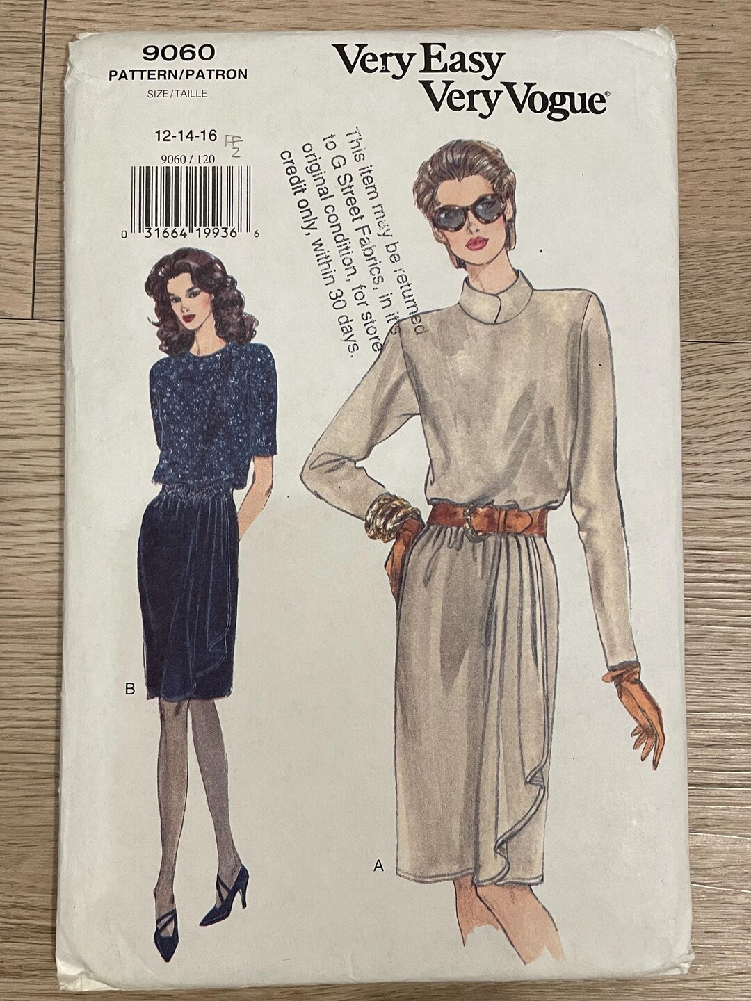 Vogue 9060 Pattern UNCUT Vintage 1990s Very Easy Blouson Bodice Dress ...