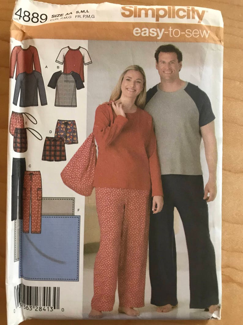 Simplicity 4889 Pattern Uncut Easy Sew Unisex Pullover Top Contrast ...