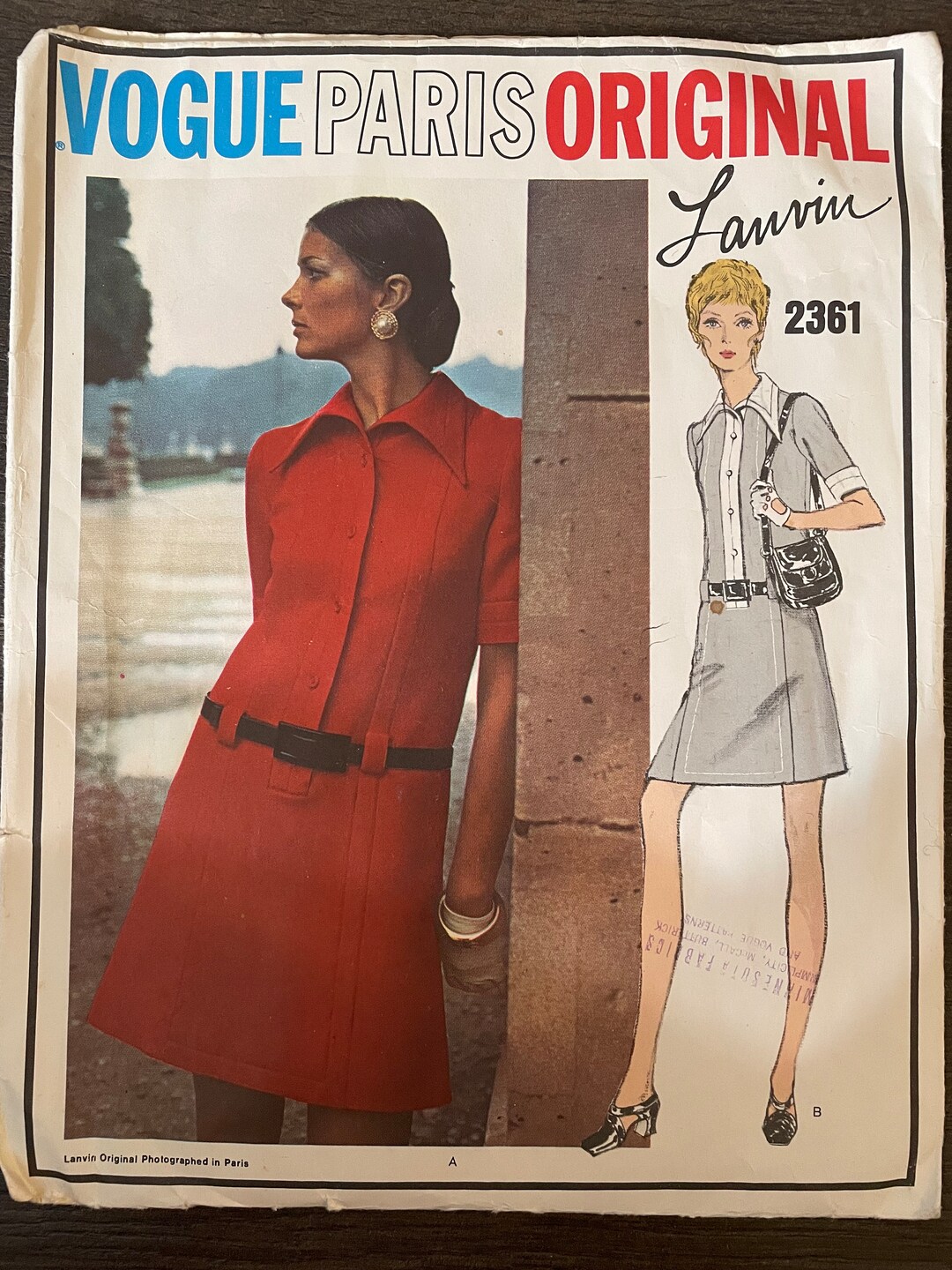 Vogue 2361 Pattern CUT Complete 1970s Vintage Paris Original Lanvin ...