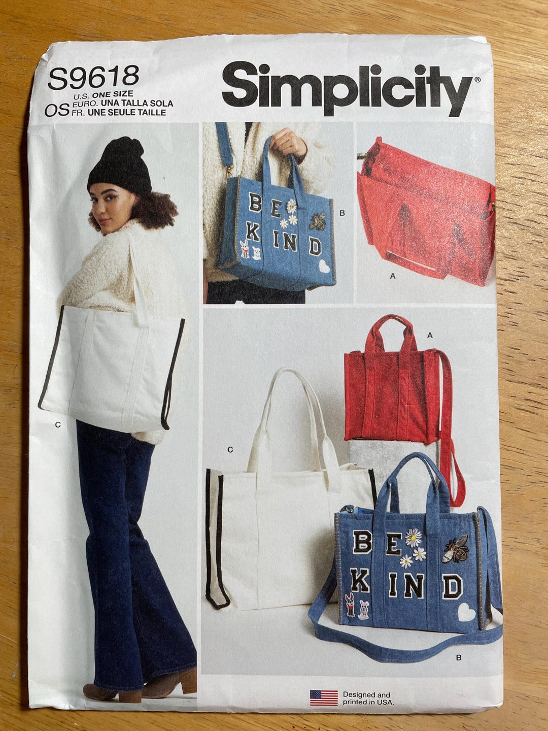 Simplicity S9618 9618 Pattern UNCUT Tote Bag Carryall Small Medium ...