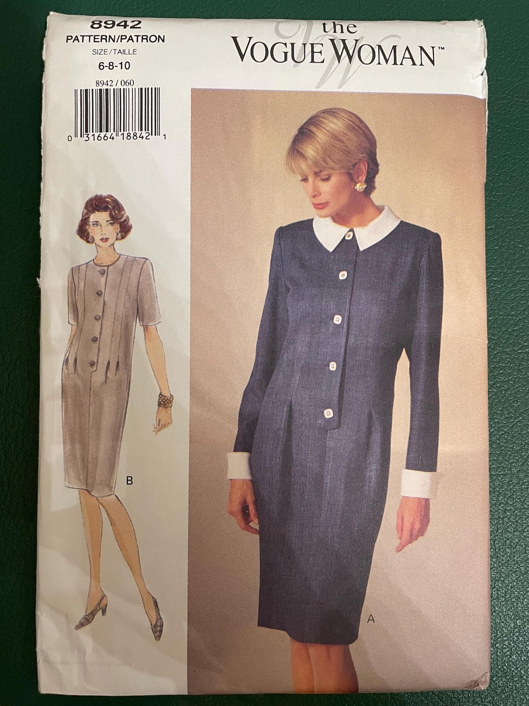 Vogue 8942 Pattern UNCUT 1990s Vintage Very Easy Knee Dress Straight ...