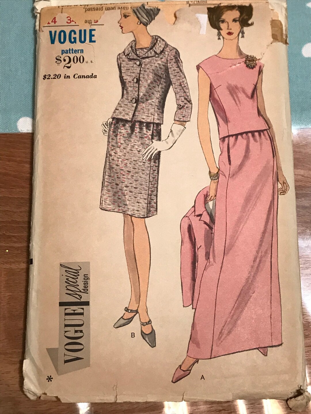 Vogue 6889 Pattern UNCUT 1960s Vintage Special Design Three Piece Suit ...