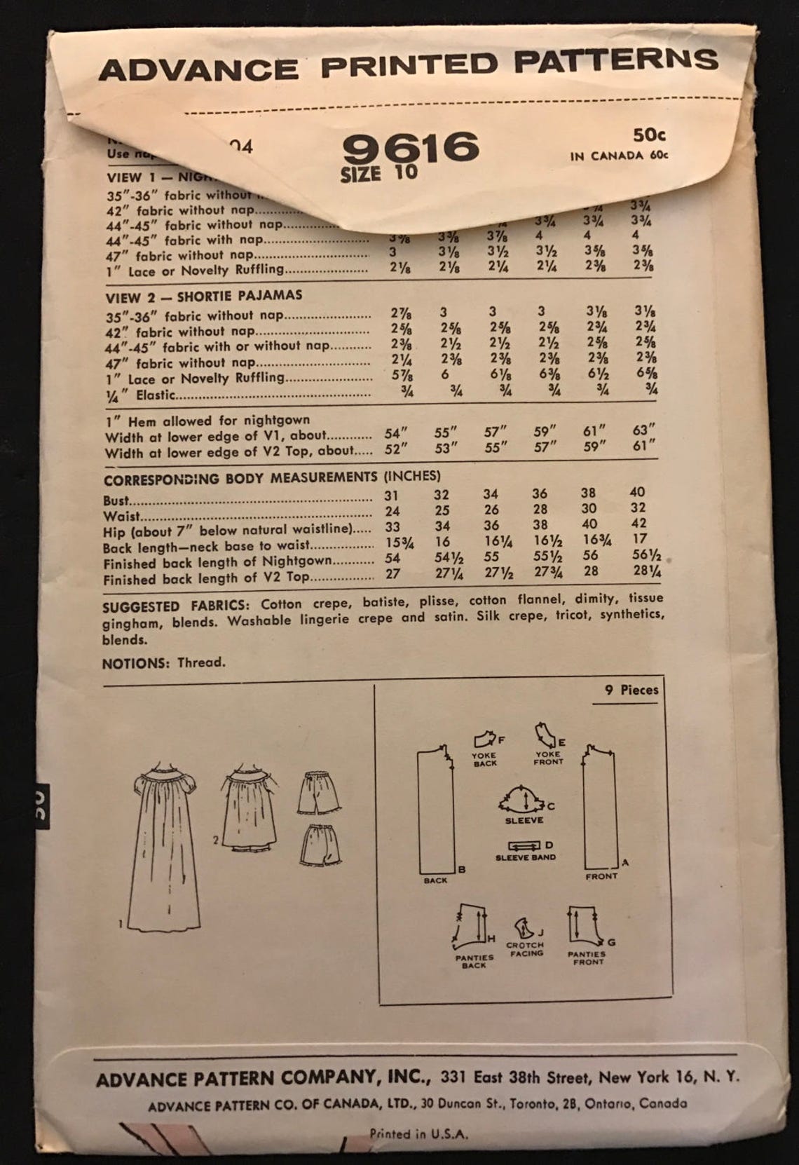 Advance 9616 Pattern 1960s Sew Easy Mini or Maxi Length | Etsy