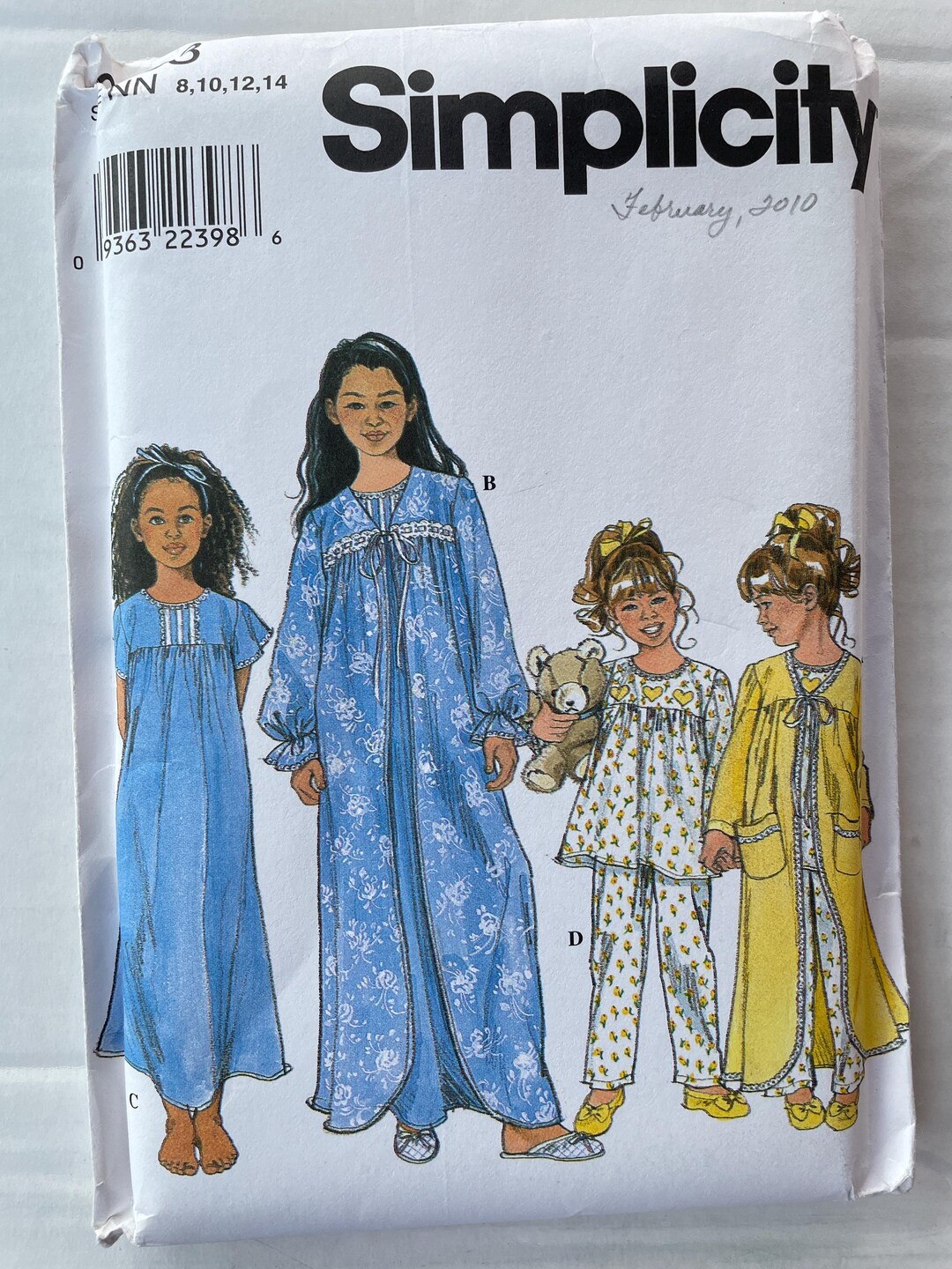 Simplicity 8488 Pattern UNCUT Toddler Little Girl's Yoked Pajama Set ...