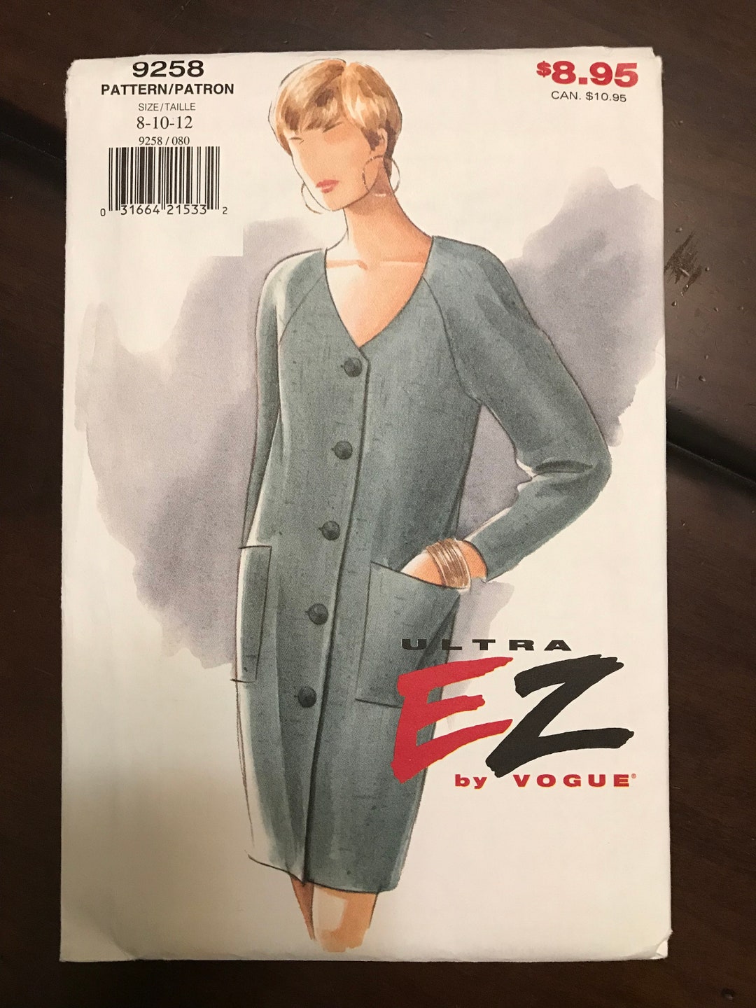 Vogue 9258 Pattern UNCUT 1990s Vintage Ultra EZ Button Front Straight ...
