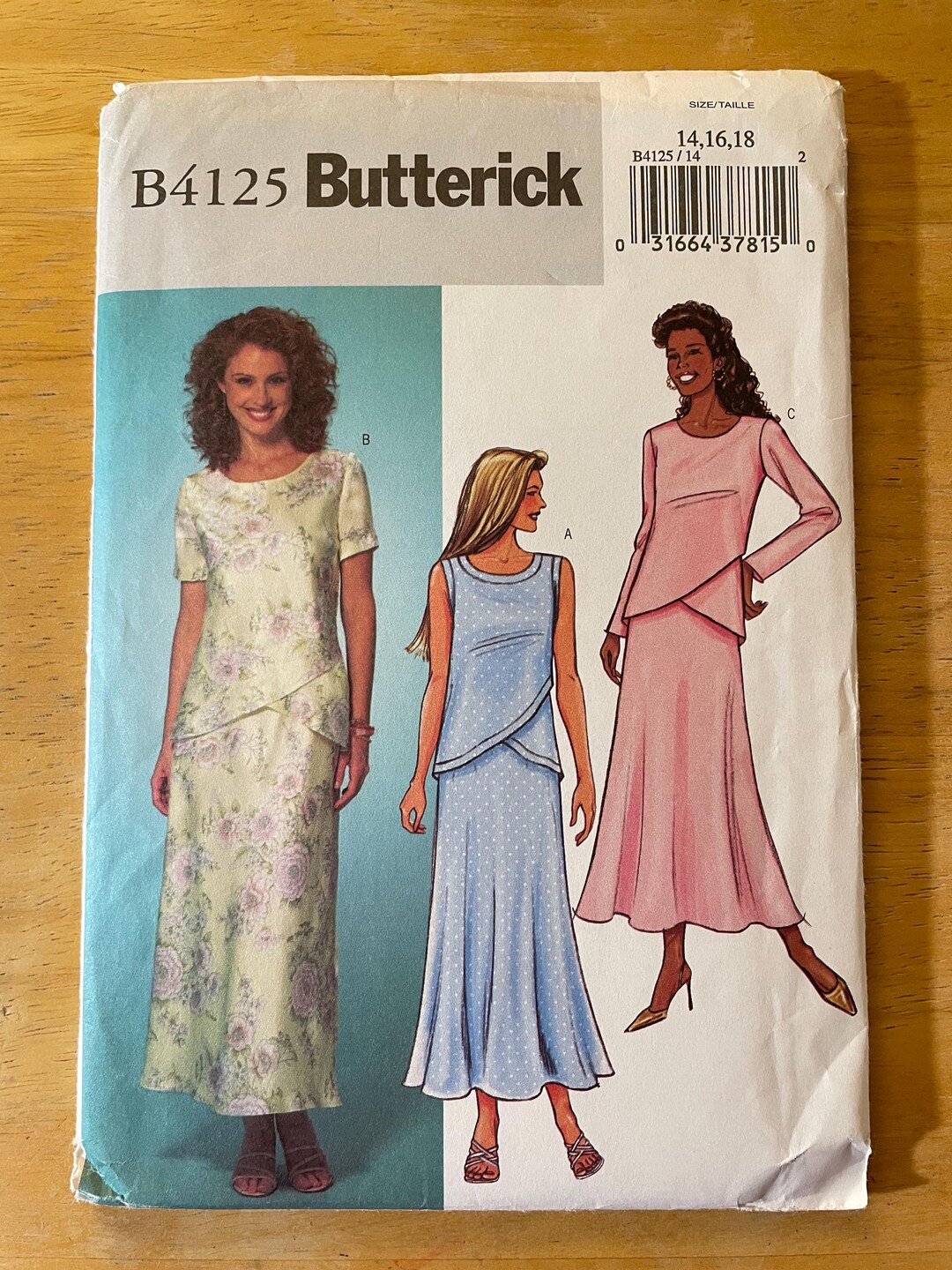 Butterick B4125 4125 Pattern UNCUT Pullover Bias Top With Tulip Shaped ...
