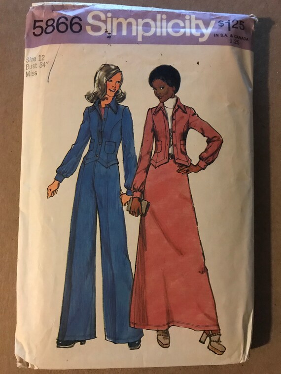 Simplicity 5866 Pattern CUT Complete 1970s Button Fornt Weskit | Etsy