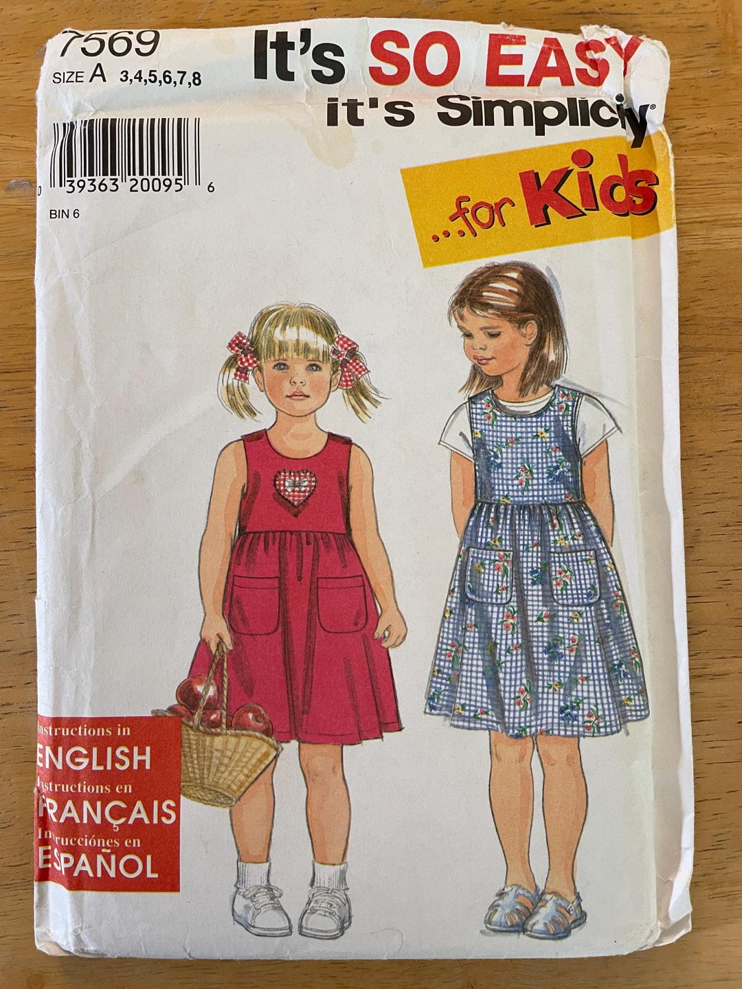 Simplicity 7569 Pattern UNCUT 1990s Vintage for Kids Girl's Easy to Sew ...