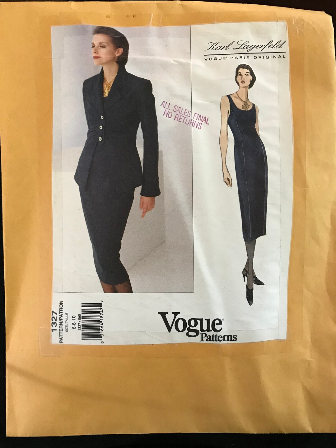 Vogue 1327 Pattern CUT Complete Vintage 1990s Karl Lagerfeld Paris ...