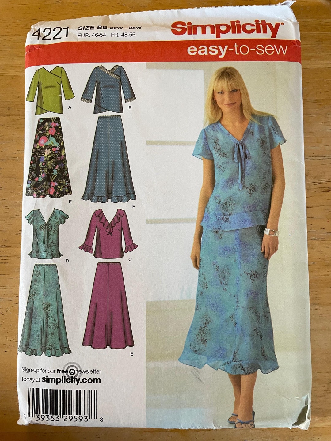 Simplicity 4221 Pattern Two Piece Dress Pullover Top Surplice Mock Wrap ...