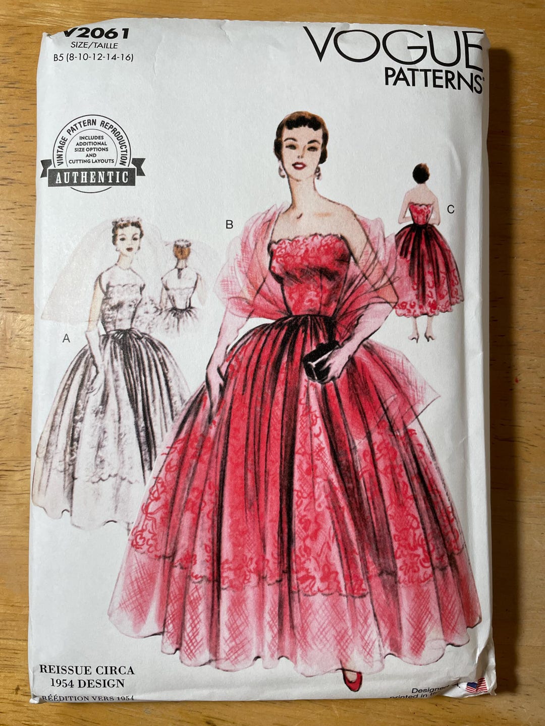 Vogue V2061 2061 Pattern UNCUT Vintage Reissue 1950s Evening Dress ...