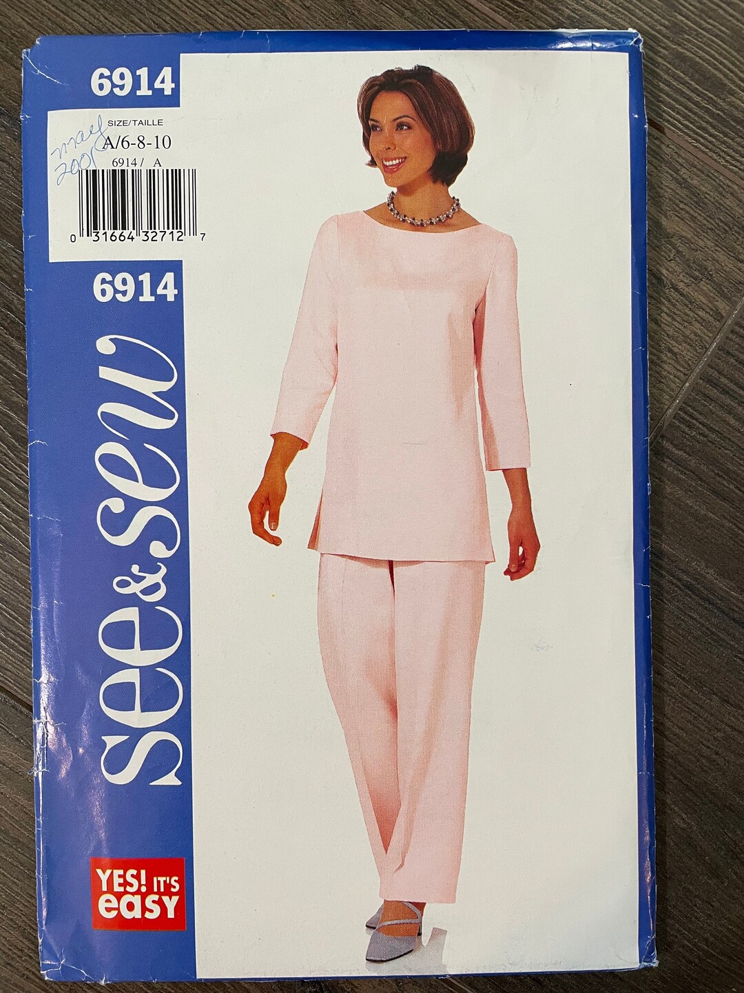 See & Sew 6914 Pattern UNCUT Vintage 2000s Easy 3/4 Length Sleeve Tunic ...