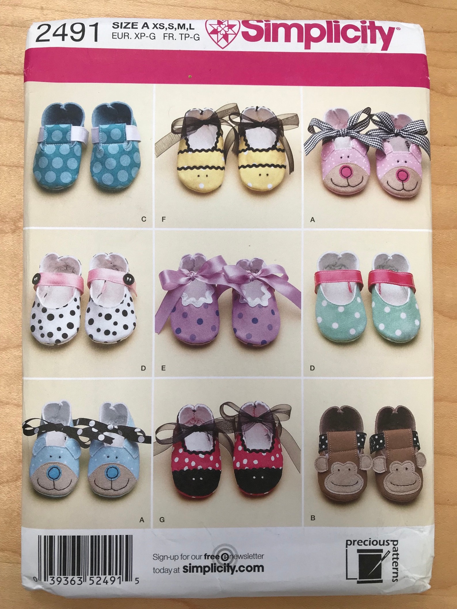 Simplicity 0481 2491 Pattern UNCUT Precious Patterns Baby Shoes ...