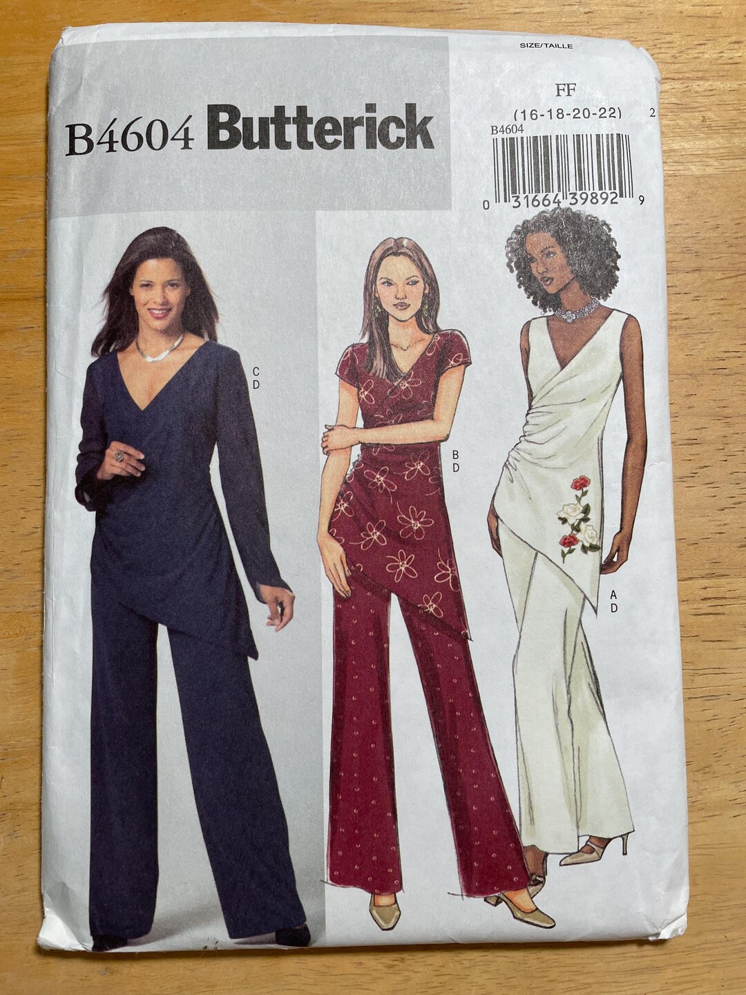 Butterick B4604 4604 Pattern UNCUT Vintage 2000s V Neckline Asymmetric ...
