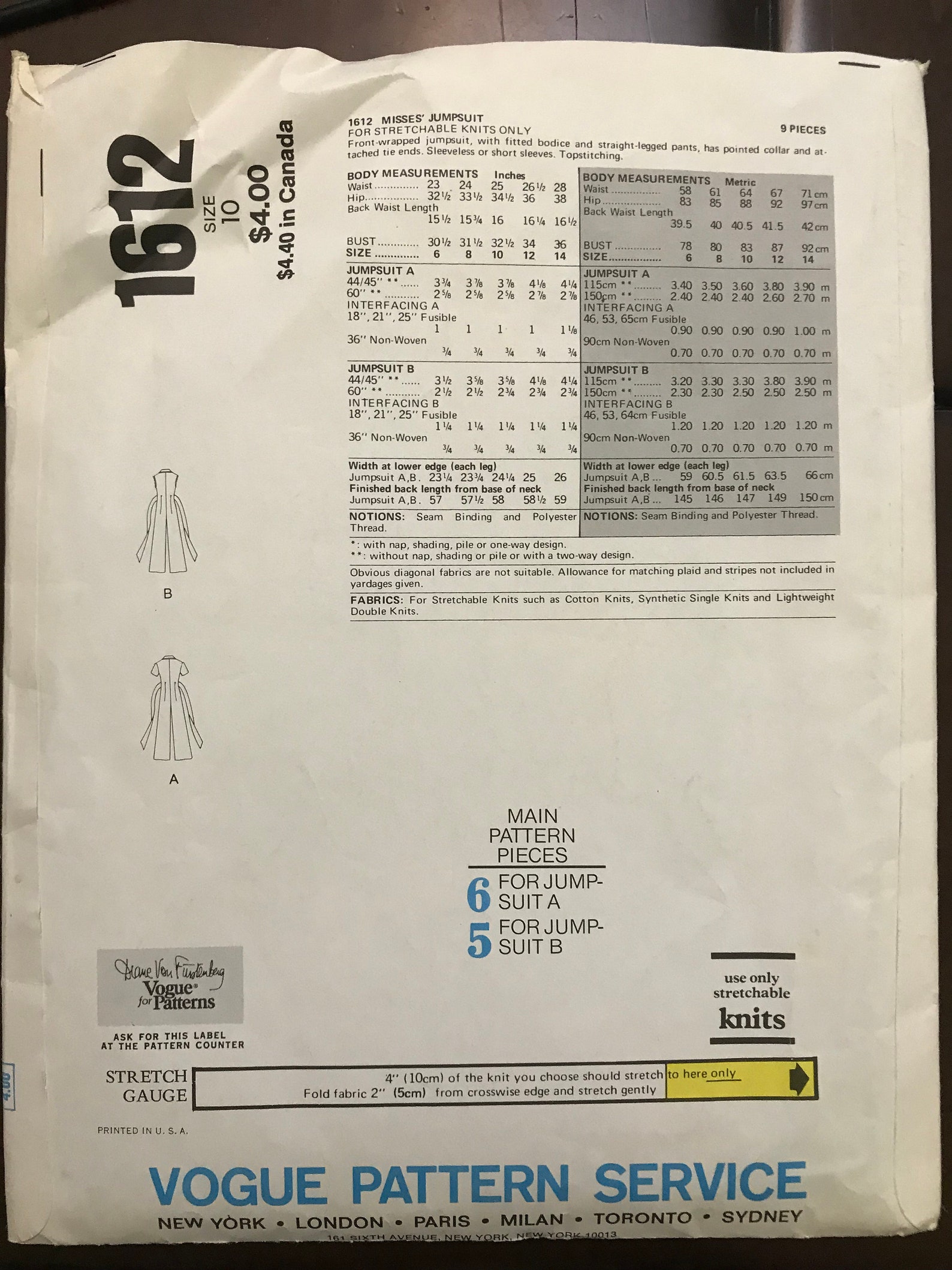 Vogue 1612 Pattern UNCUT 1970s Vintage Diane Von Furstenberg - Etsy