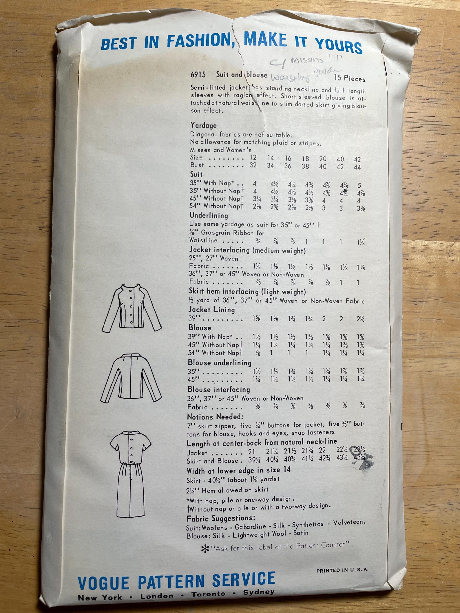 Vogue 6915 Pattern CUT MISSING Guide Vintage 1960s Back Buttoned Short ...