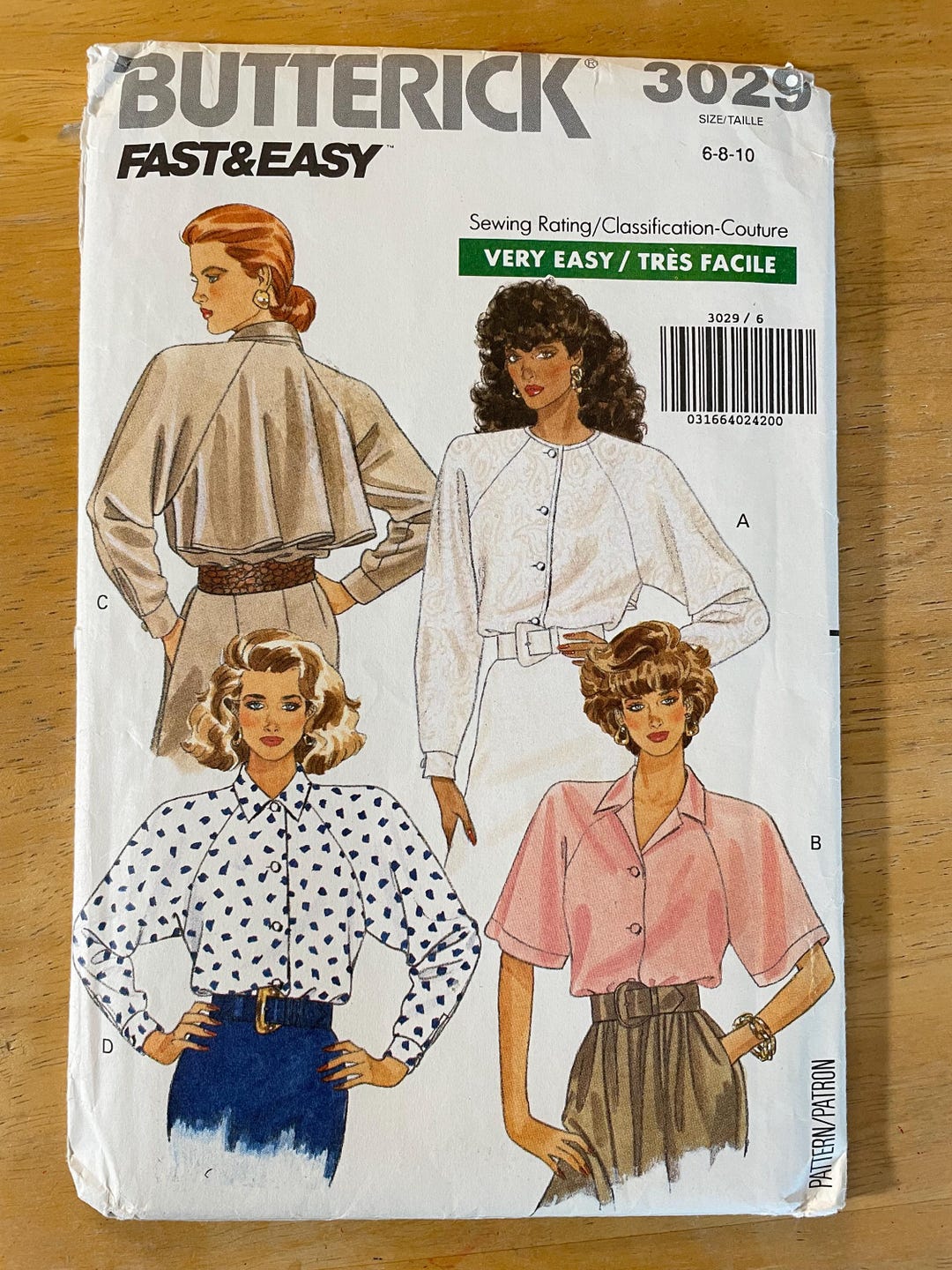 Butterick 3029 Pattern UNCUT Fast and Easy Loose Fitting Button Front ...