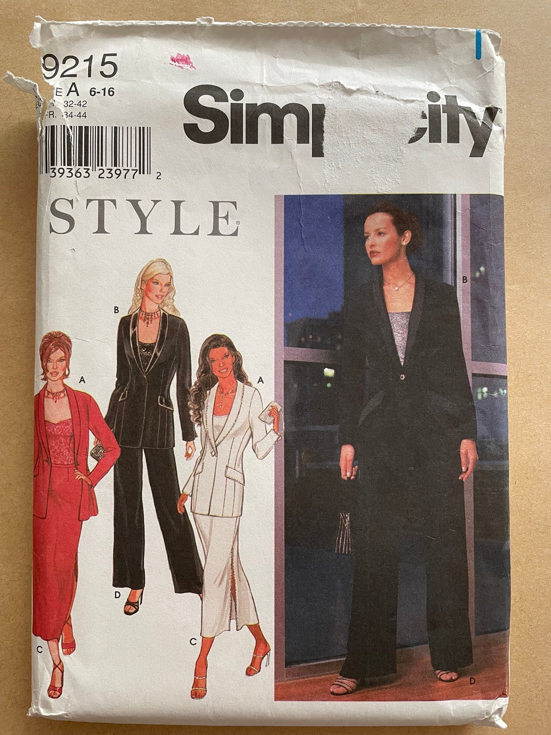 Simplicity 9215 Pattern UNCUT Vintage 2000s Style Longline Shawl Collar ...
