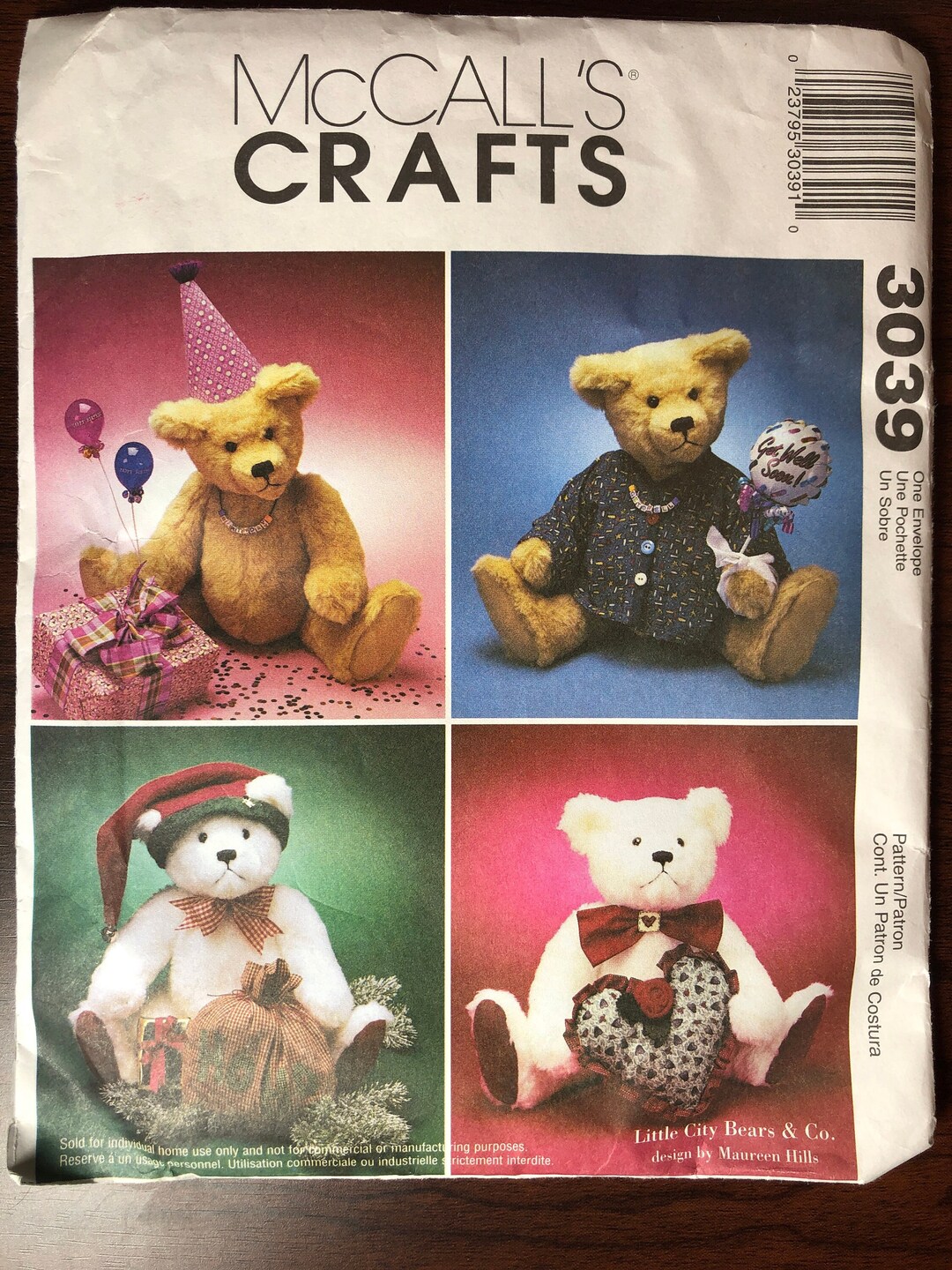 Mccalls 3039 Pattern UNCUT 2000s Vintage Crafts Little City Bears Co ...