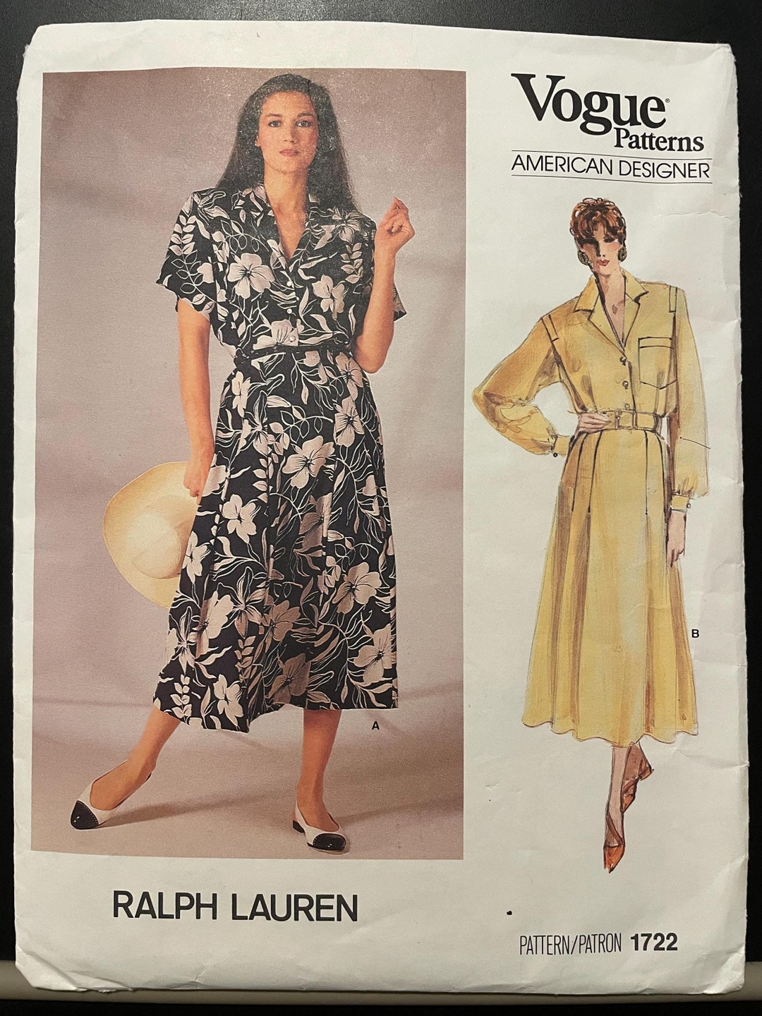 Vogue 1722 Pattern CUT Complete 1980s Vintage American Designer Ralph ...