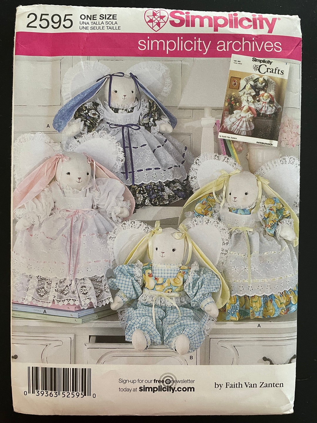 Simplicity 2595 Pattern 2000s Faith Van Zanten 17" Bunny Rabbit Dolls ...