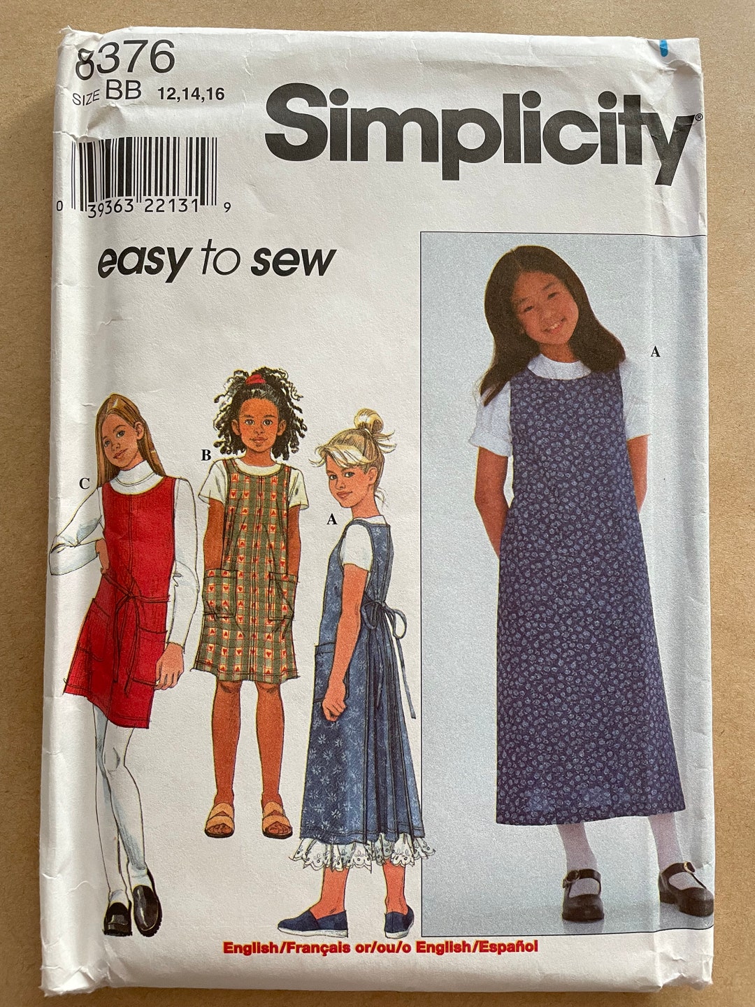 Simplicity 8376 Pattern UNCUT 1990s Vintage Girl's Easy to Sew Wrap ...