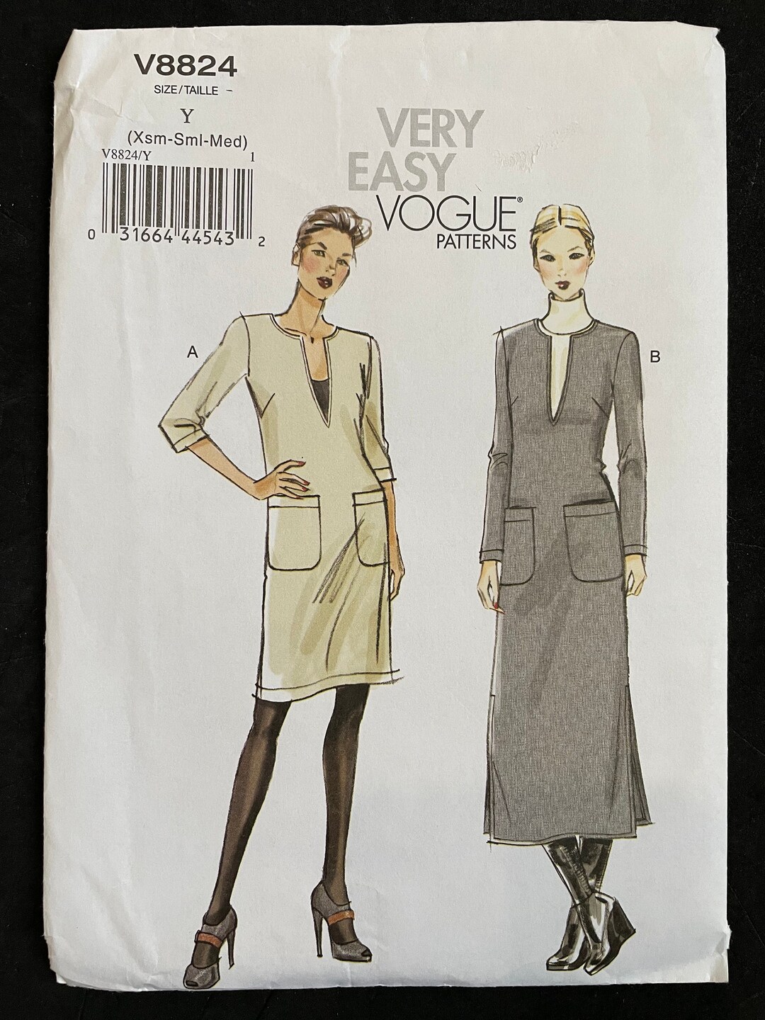 Vogue V8824 8824 Pattern UNCUT Very Easy Semi Fitted Pullover Dress ...