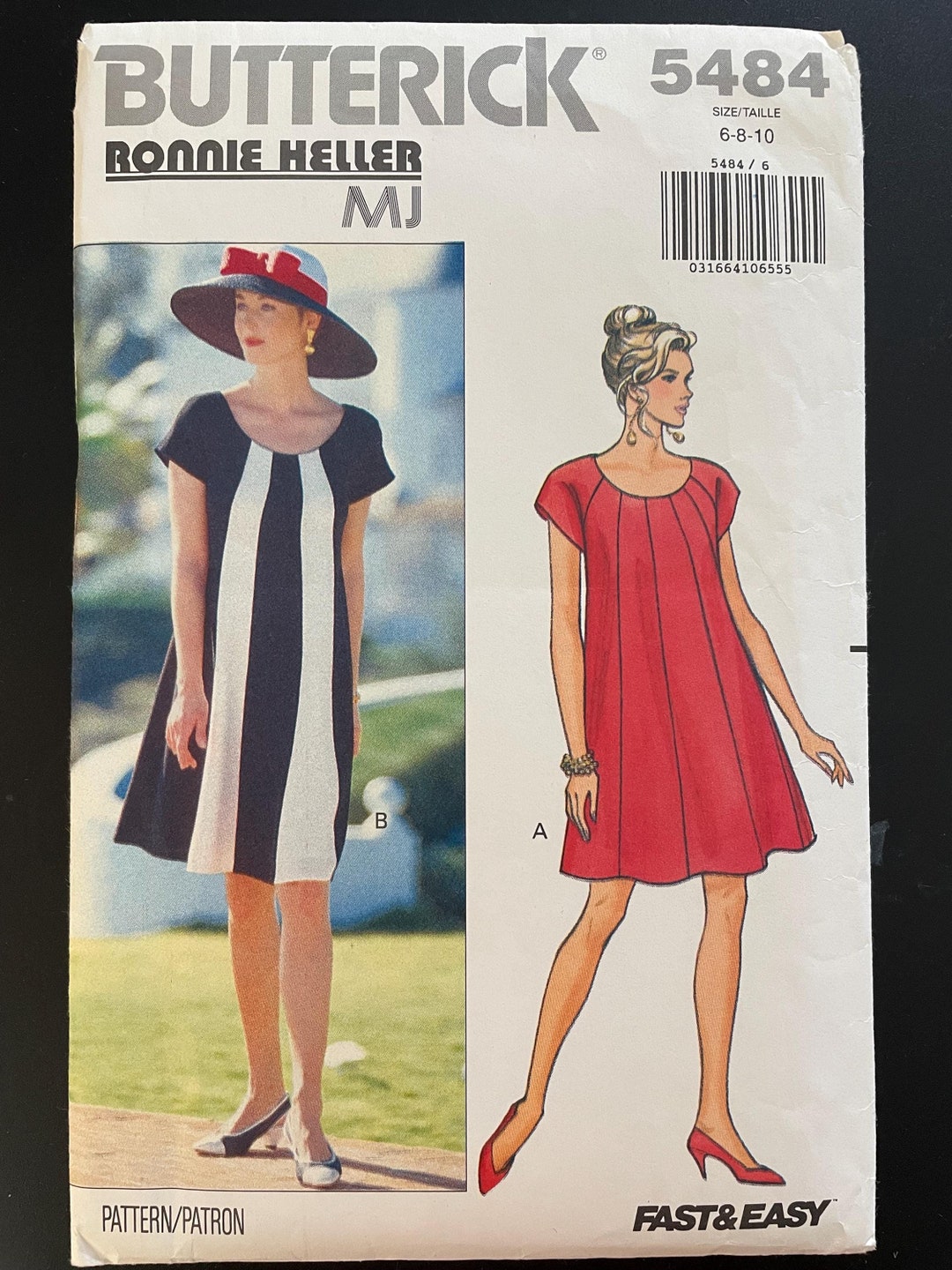 Butterick 5484 Pattern UNCUT 1990s Vintage Ronnie Heller MJ Fast Easy Scoop Neck Flare Tent ...