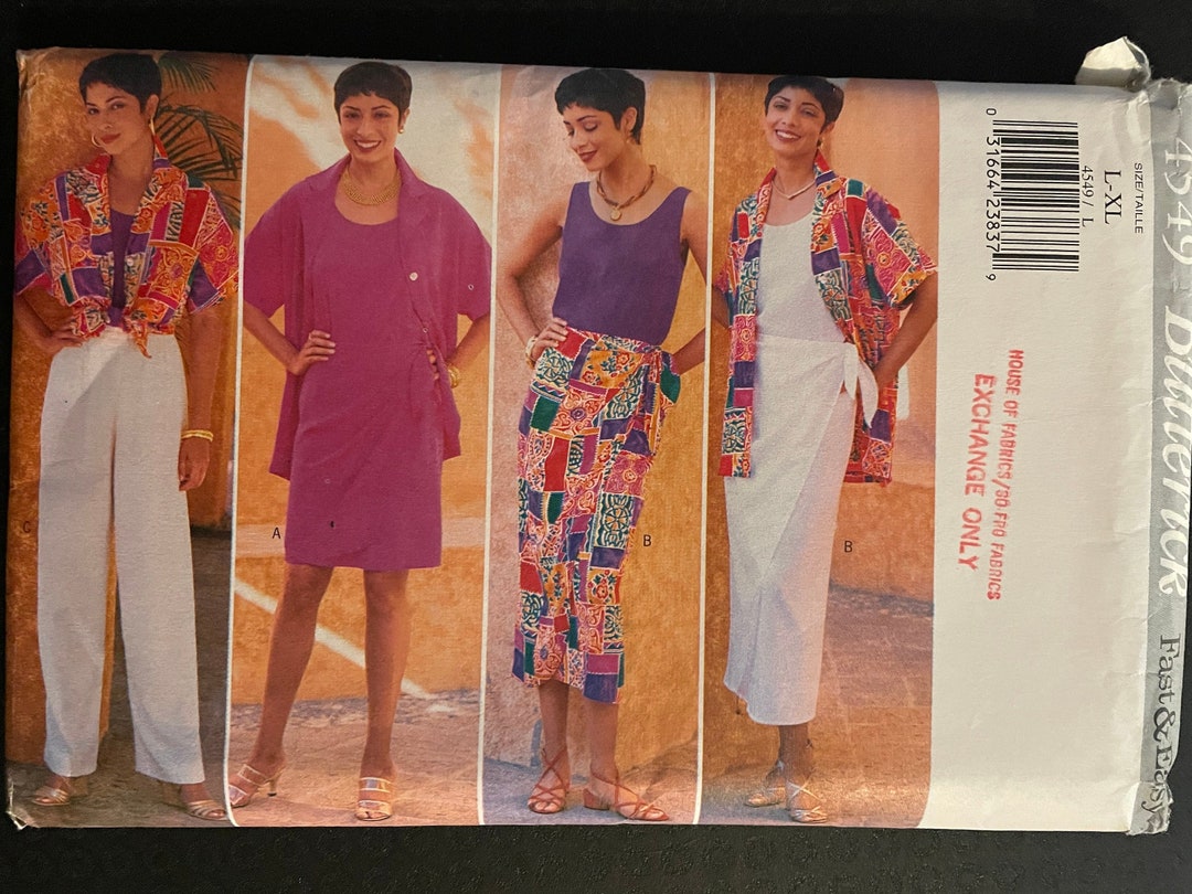 Butterick 4549 Pattern UNCUT 1990s Vintage Button Front Shirt Notched ...