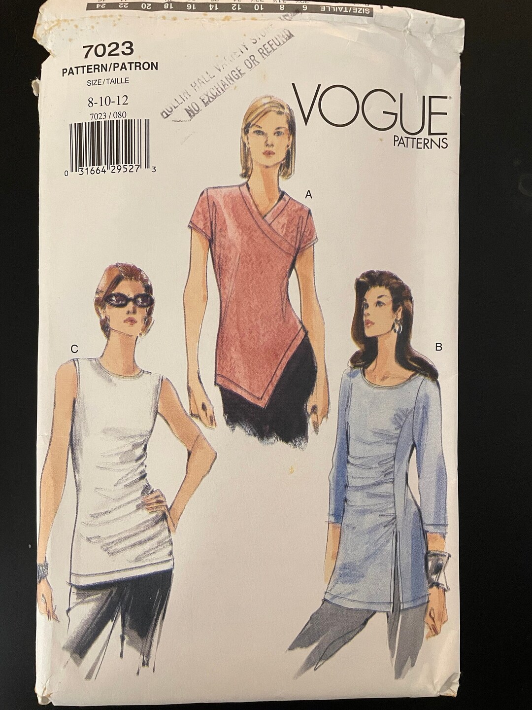 Vogue 7023 Pattern UNCUT Easy Stretch Knit Sleeveless Short or Long ...