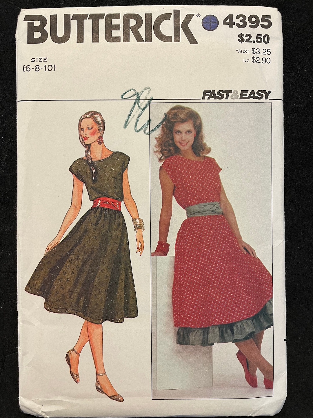 Butterick 4395 Pattern 1980s Fast and Easy Flared Dress With Bateau ...