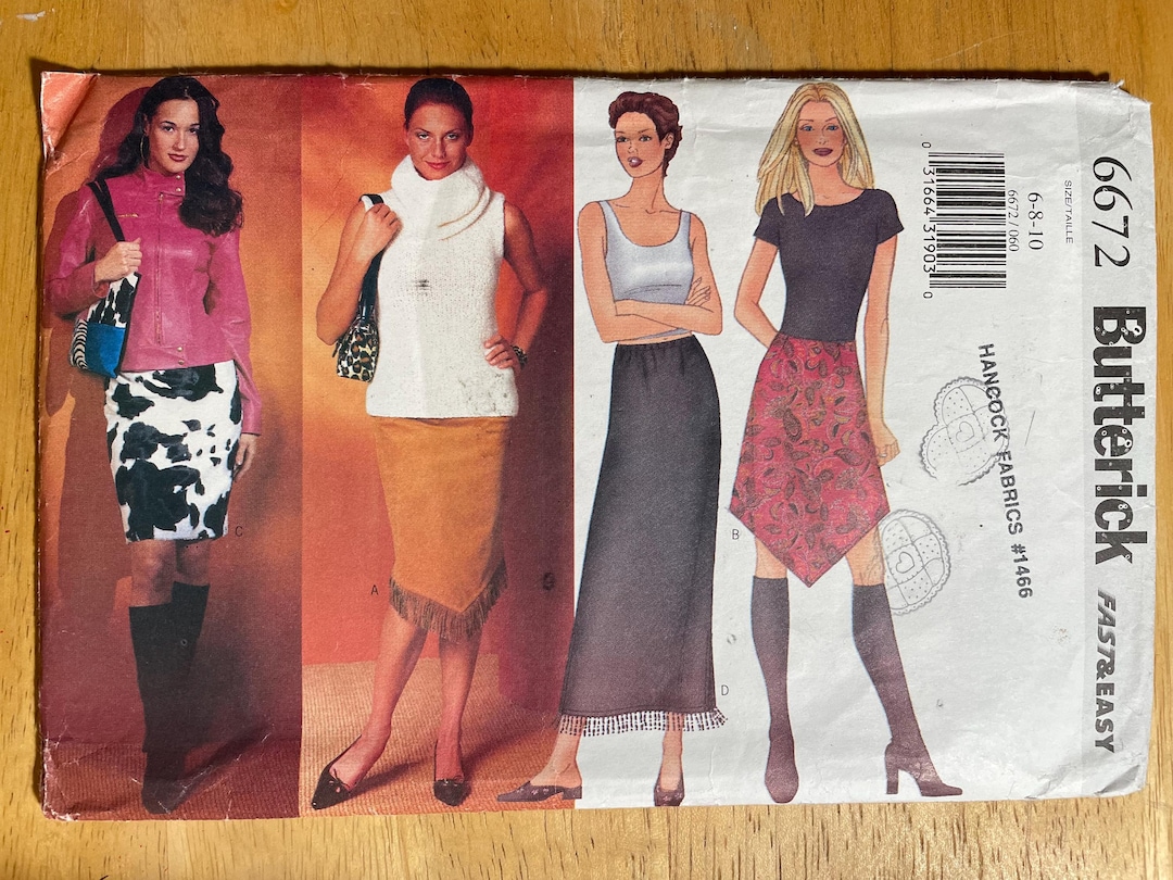 Butterick 6672 Pattern UNCUT Vintage 2000s Fast Easy Straight Skirt A ...