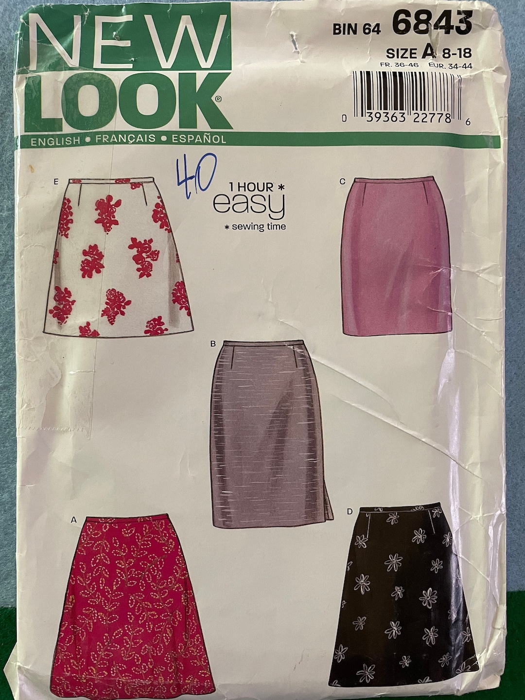 New Look A6843 6843 UNCUT Pattern Easy One Hour Contour Waist Skirts in ...