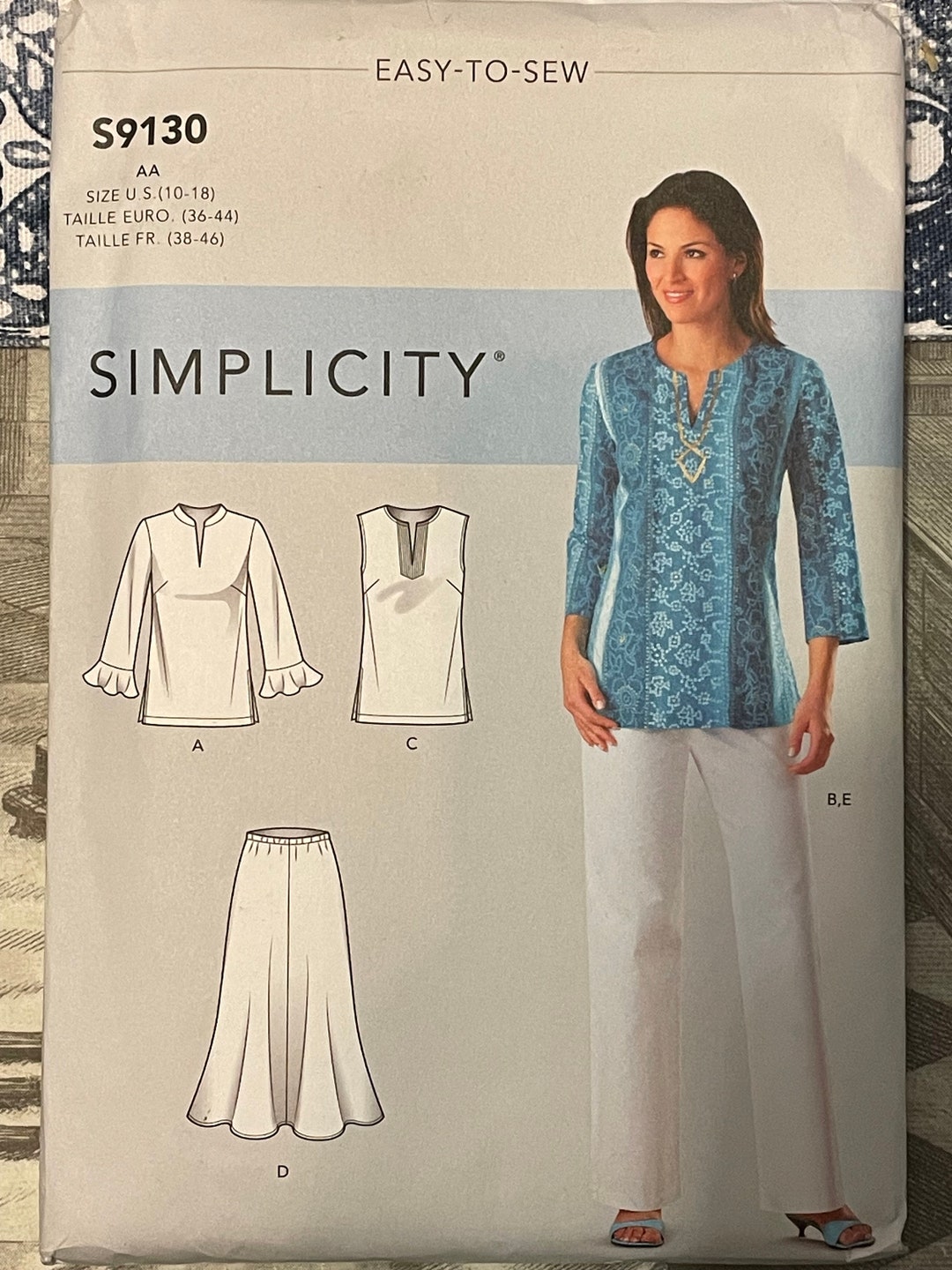 Simplicity S9130 9130 Pattern UNCUT Slash Front Top Sleeveless Long ...