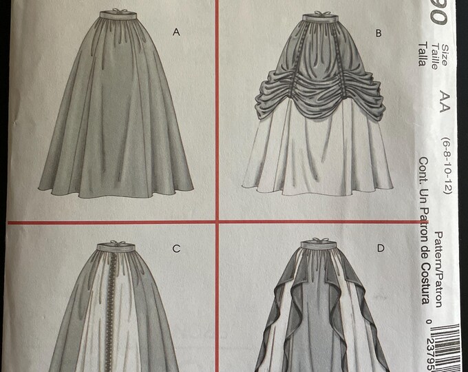 Mccalls 4090 Pattern UNCUT Full Floor Length Costume Skirt Back Lacing ...