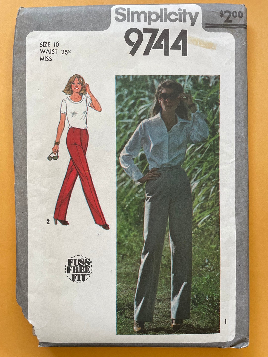 Simplicity 9744 Pattern UNCUT 1980s Vintage Fuss Free Fit Pants Natural ...