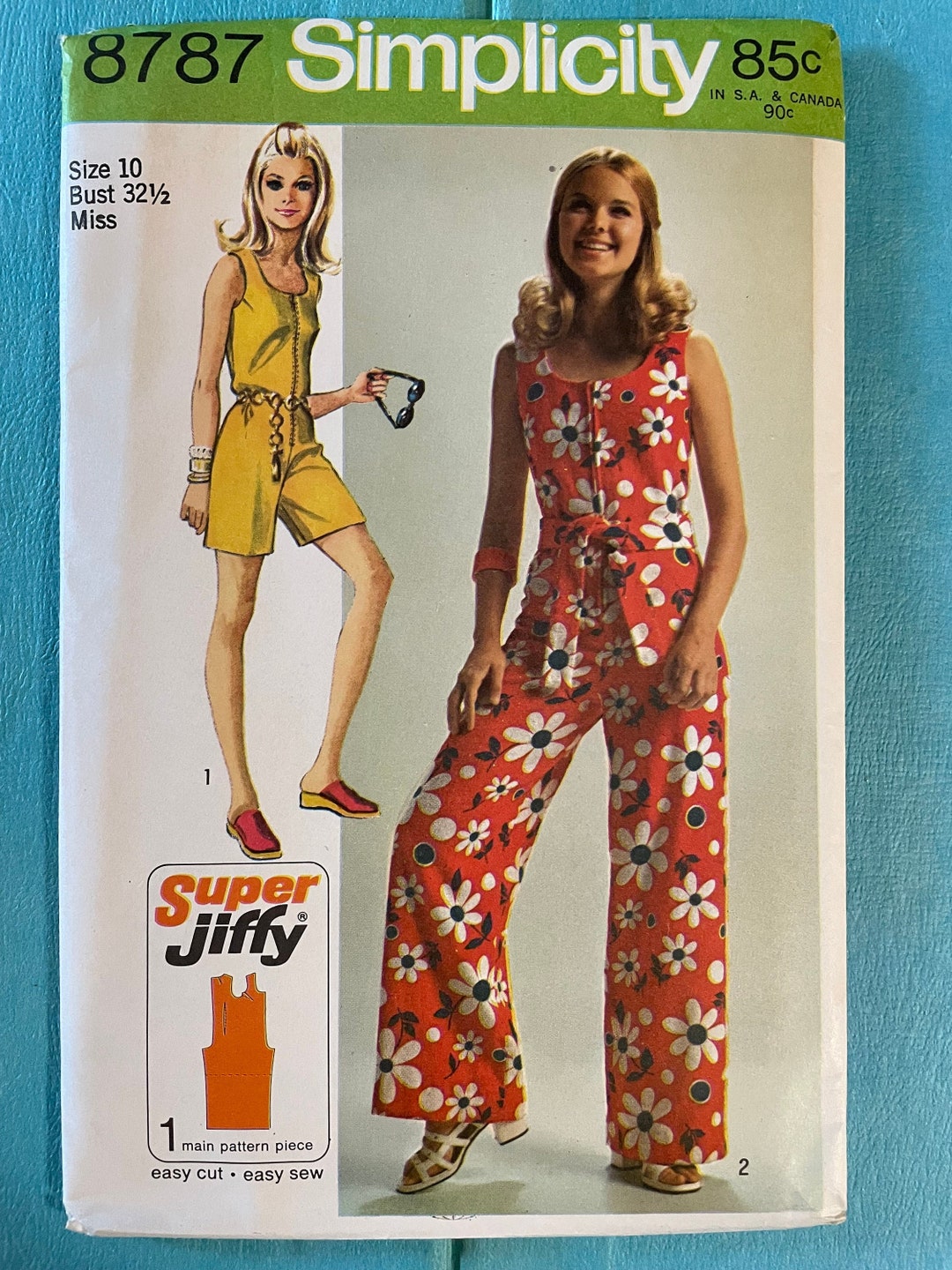 Simplicity 8787 Pattern 1970s Vintage Super Jiffy Easy Sleeveless ...
