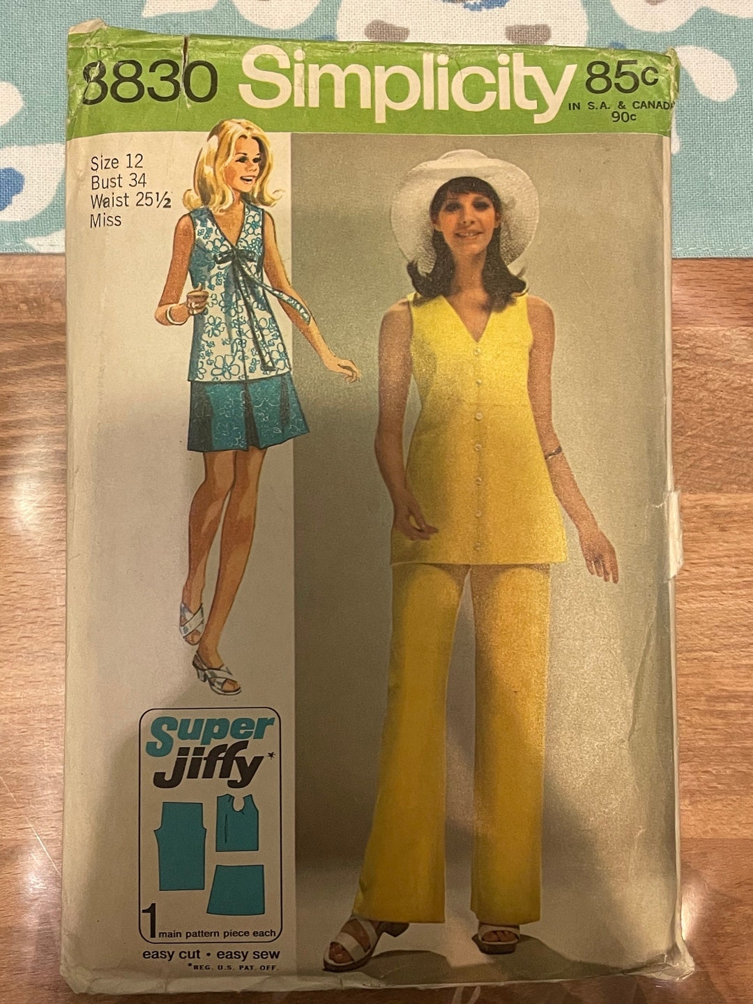 Simplicity 8830 Pattern UNCUT Vintage 1970s Super Jiffy Sleeveless ...